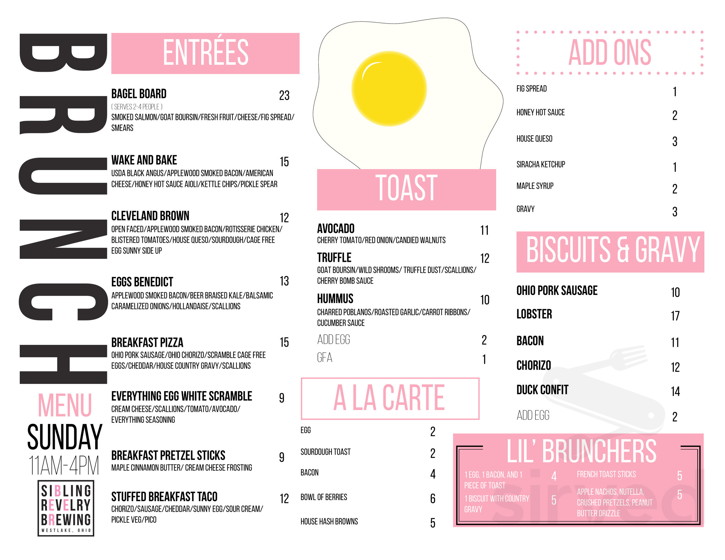 Sibling Revelry Brewing menu in Westlake, Ohio, USA