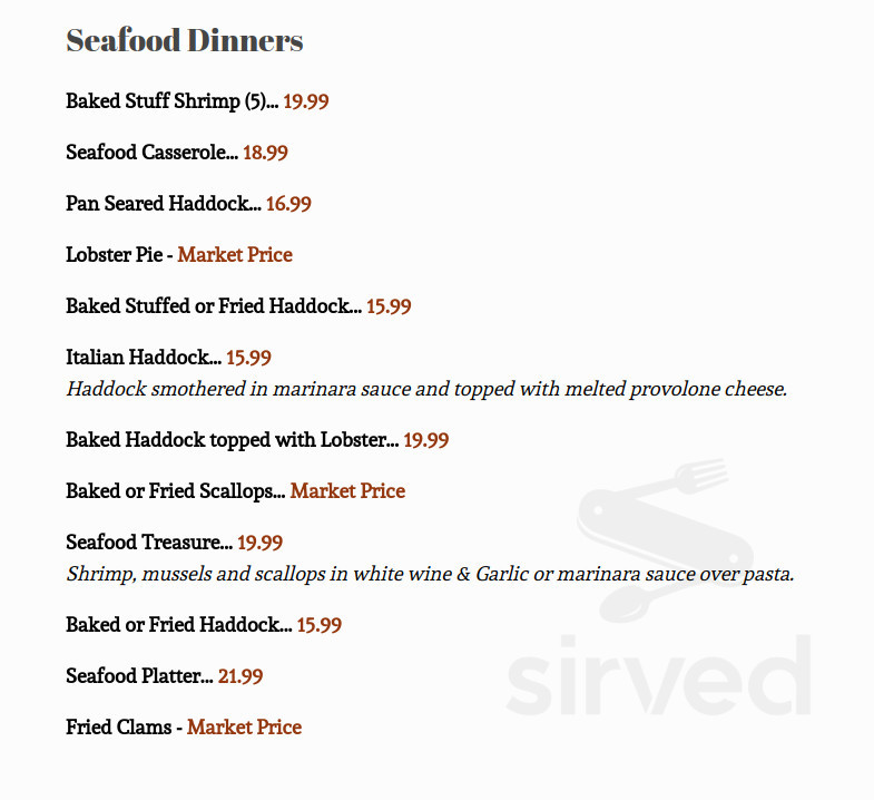 Sweetheart Inn menus in Methuen, Massachusetts, United States