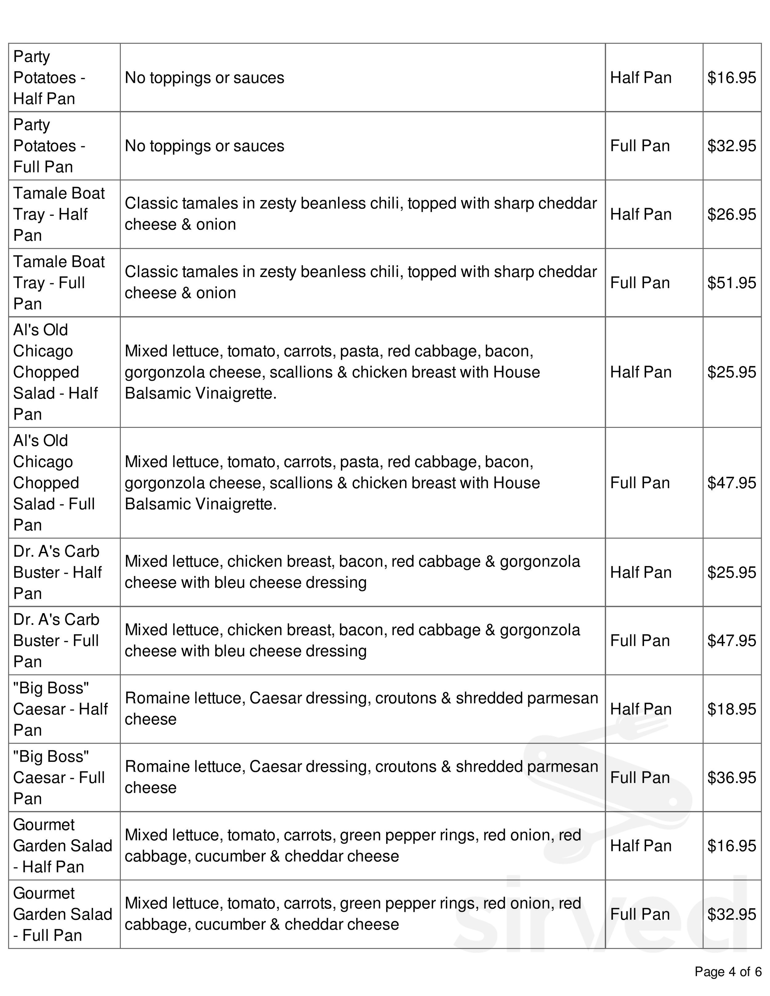 Menu - Chicago IL's Al's Beef | Sirved