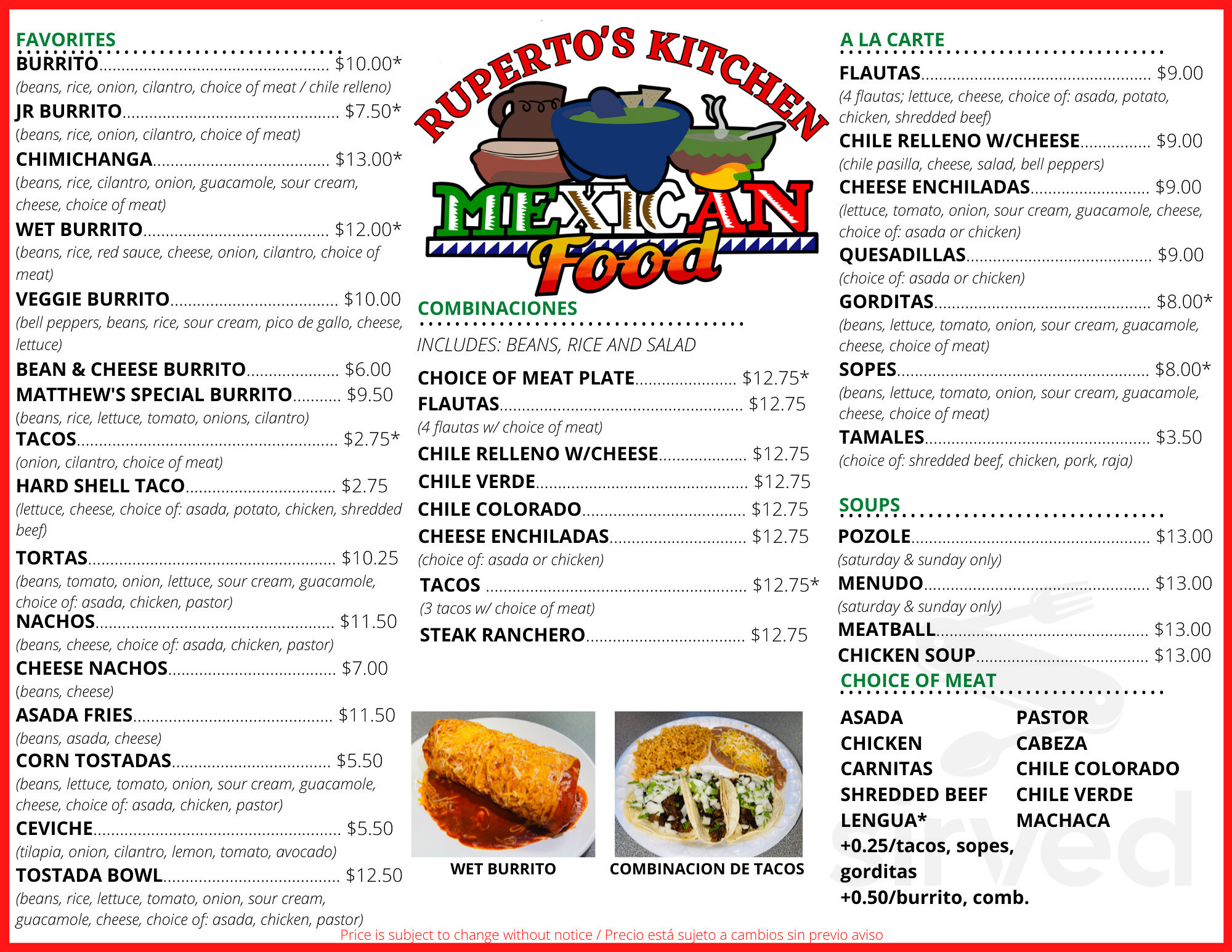 Ruperto's Kitchen menu in Thousand Oaks, California, USA