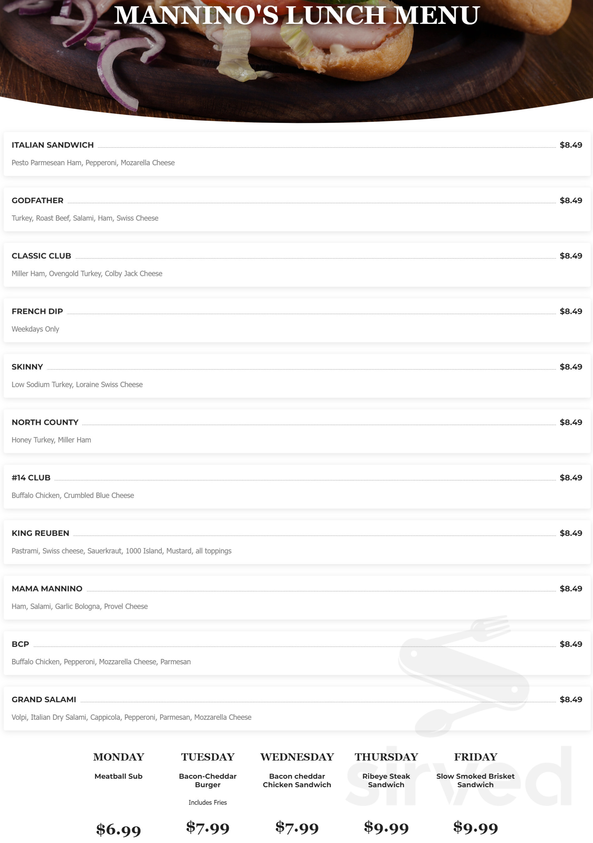 Mannino's Market menu in Cottleville, Missouri, USA