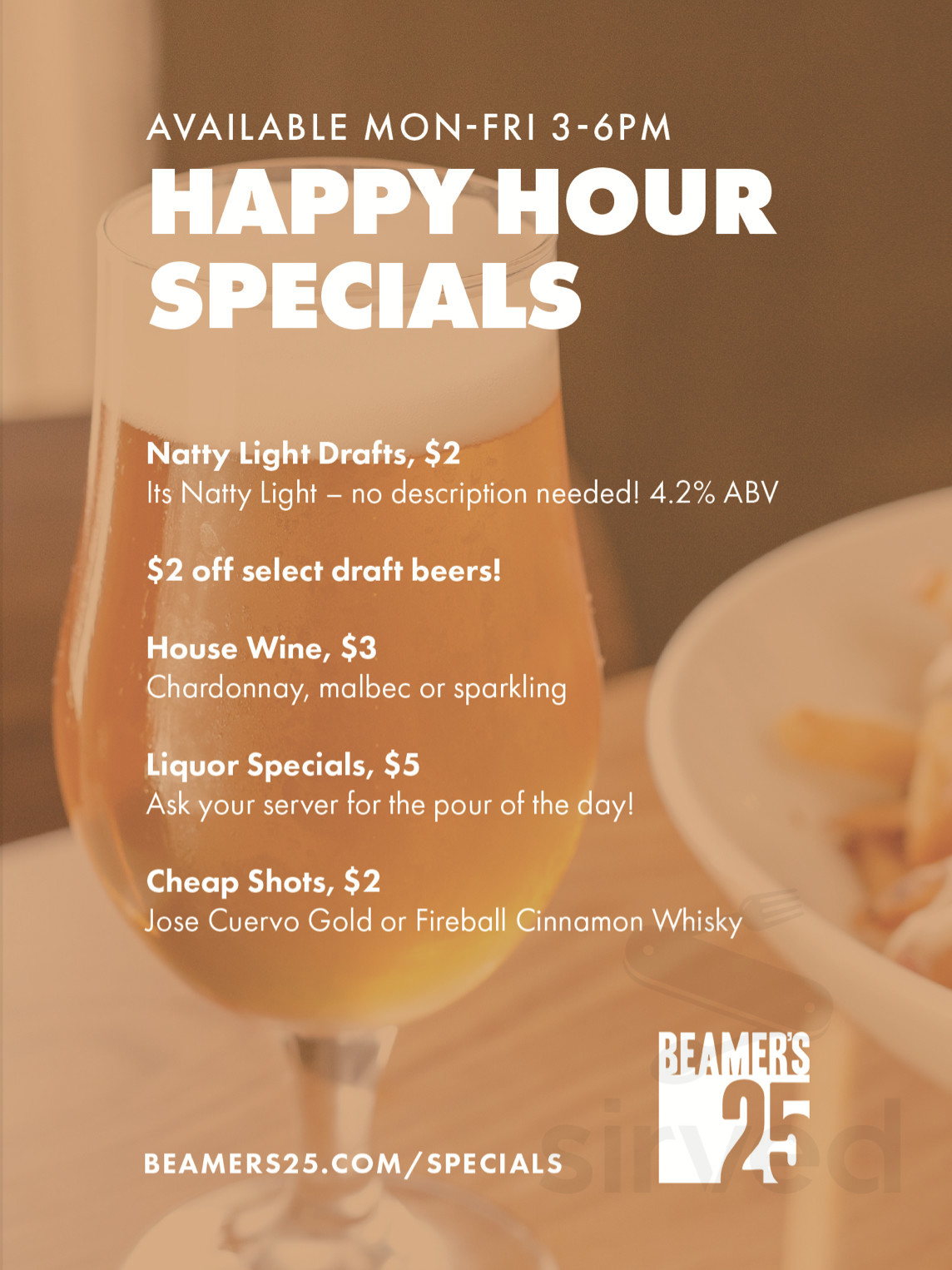 Beamer's 25 menu in Roanoke, Virginia, USA