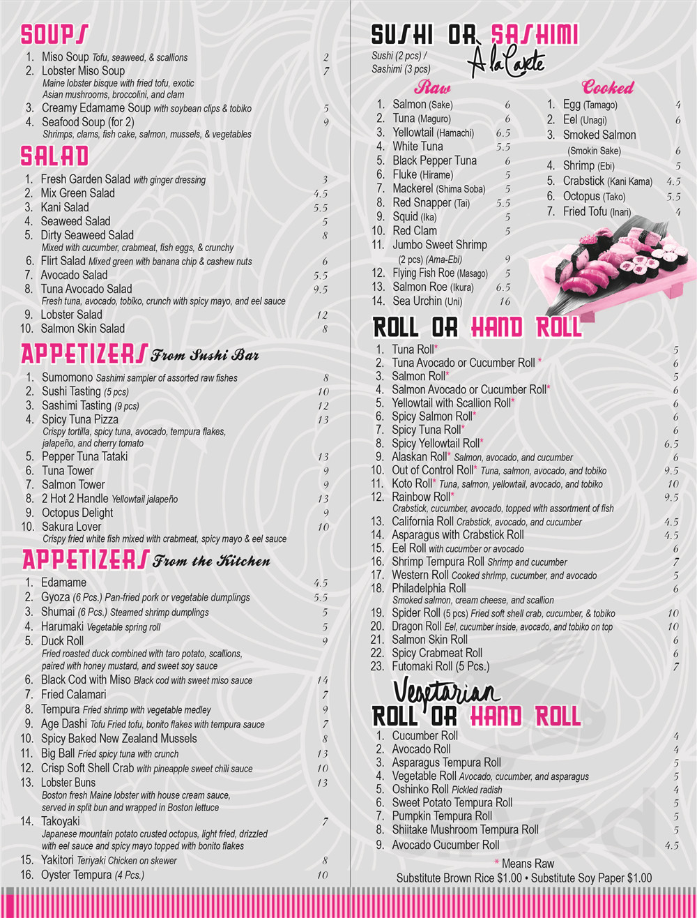 Koto Sushi menu in Philadelphia, Pennsylvania, USA