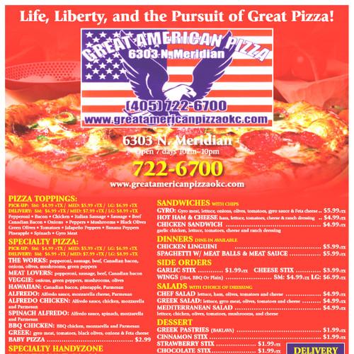 Great American Pizza menu in Oklahoma City, Oklahoma, USA