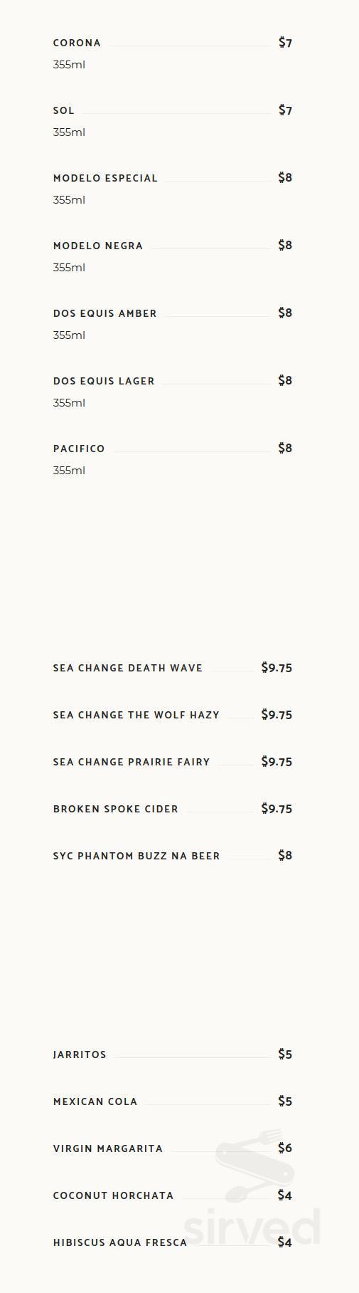 EL BESO menus in Edmonton, Alberta, Canada