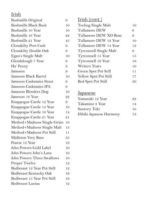 9 Maple Ave menu in Saratoga Springs, New York, USA