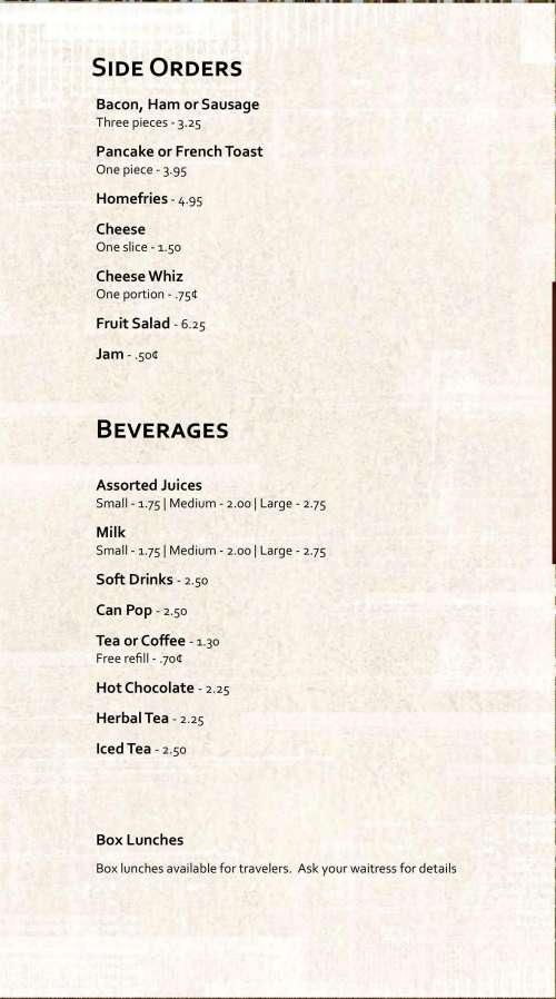 Companion menu in Hearst, Ontario, Canada