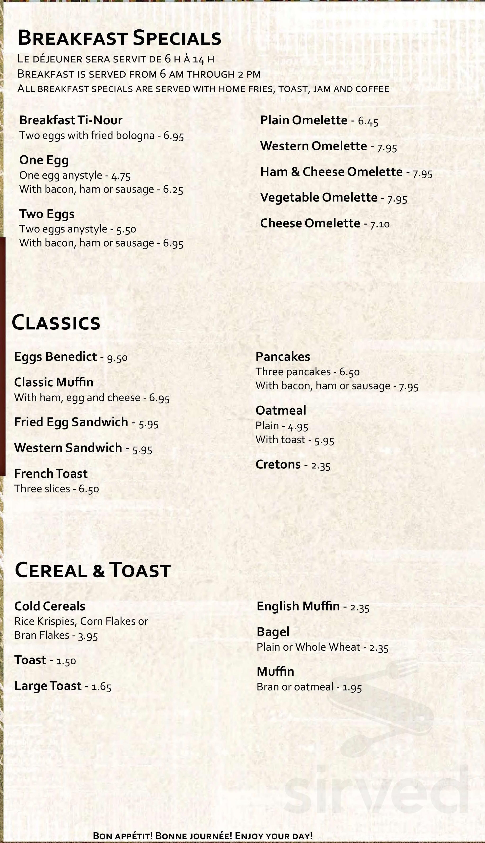 Menu for Companion in Hearst, ON | Sirved