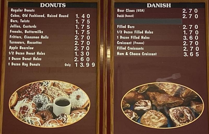 Al's Donuts menu in Antioch, California, USA