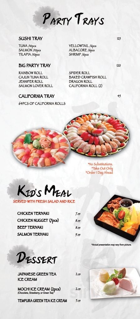 Hikari Sushi menu in Simi Valley, California, USA