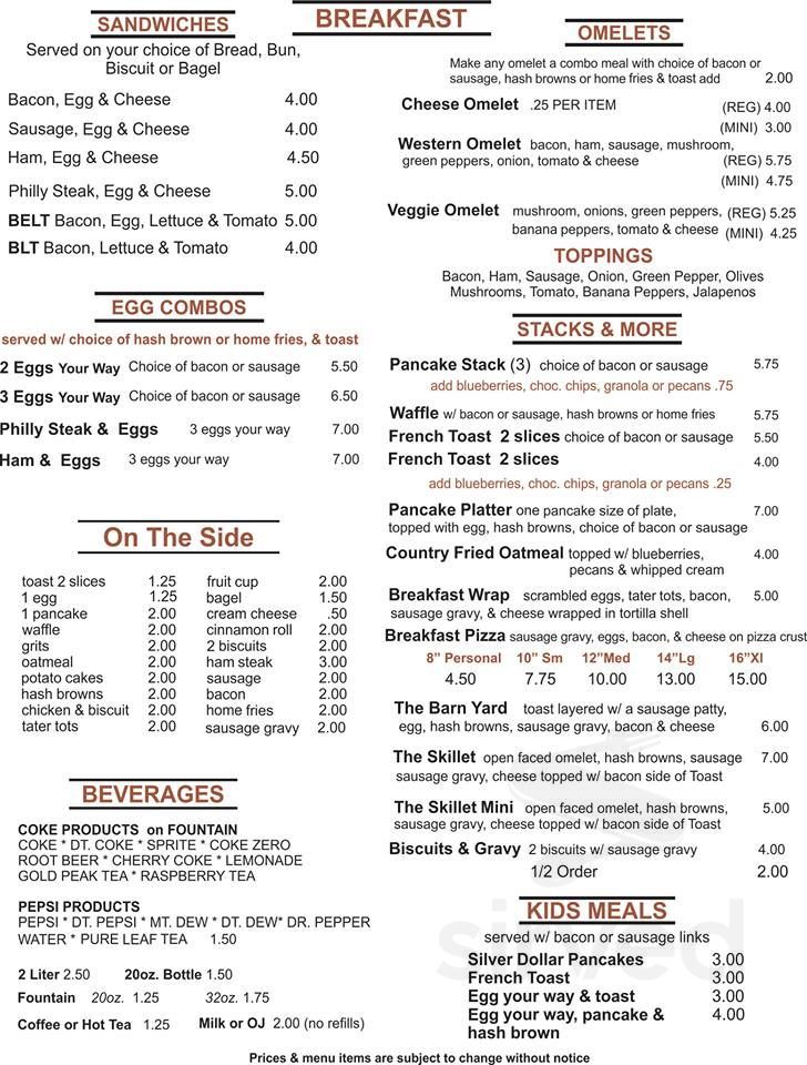 Dodson's On Broadway menu in New Lexington, Ohio, USA