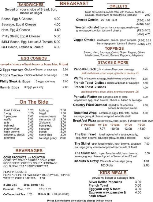 Dodson's On Broadway menu in New Lexington, Ohio, USA
