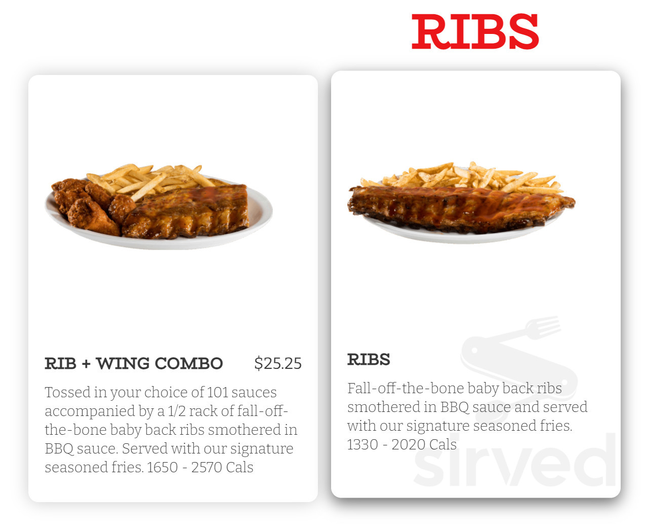 Wild Wing menu in Lindsay, Ontario, Canada