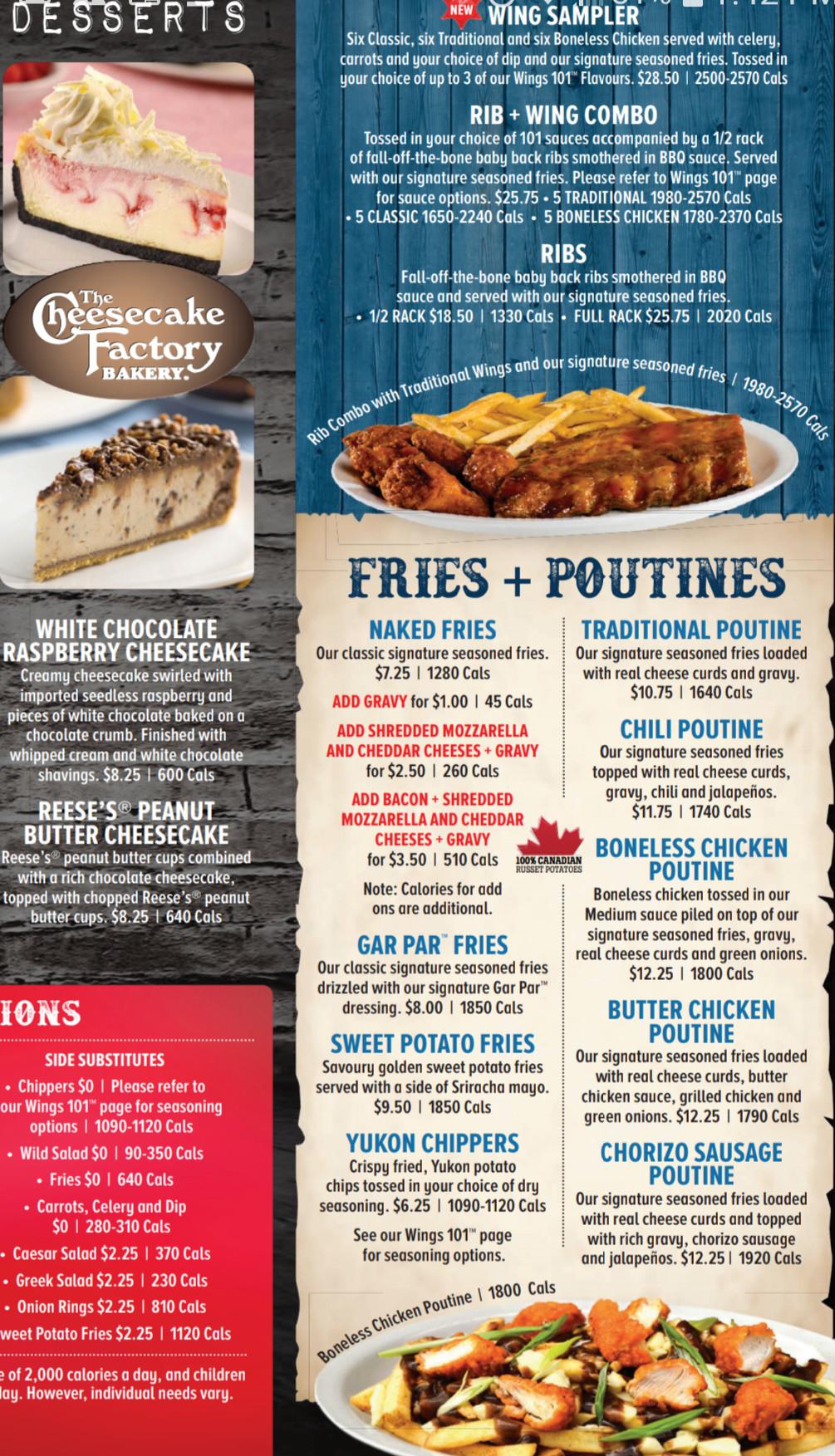 Menu - Kanata ON's Wild Wing Kanata | Sirved