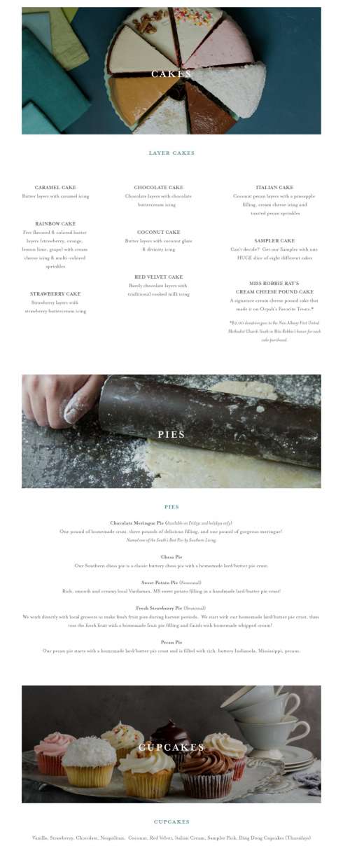 Sugaree's Bakery menu in New Albany, Mississippi, USA