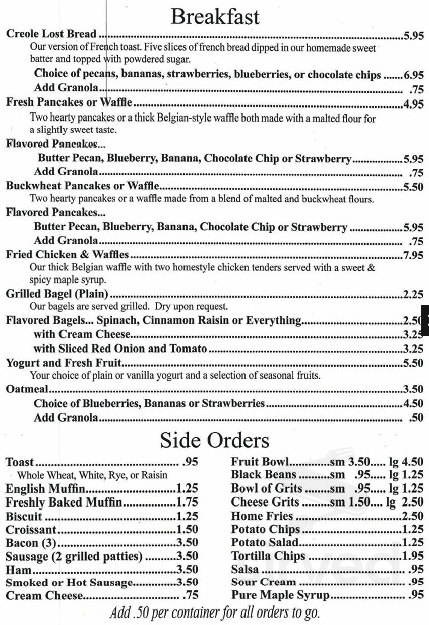Bluebird Cafe menus in Wakefield, Rhode Island, United States