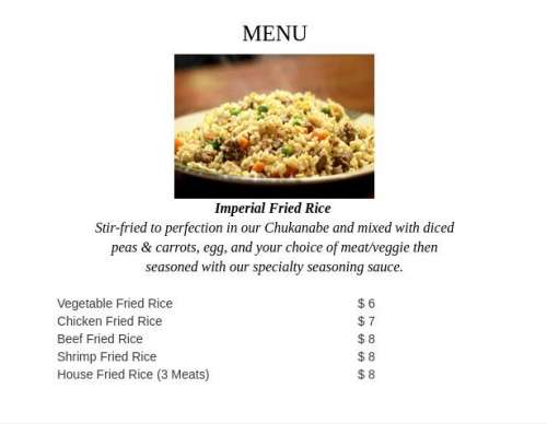 Lucky Samurai menu in Gastonia, North Carolina, USA