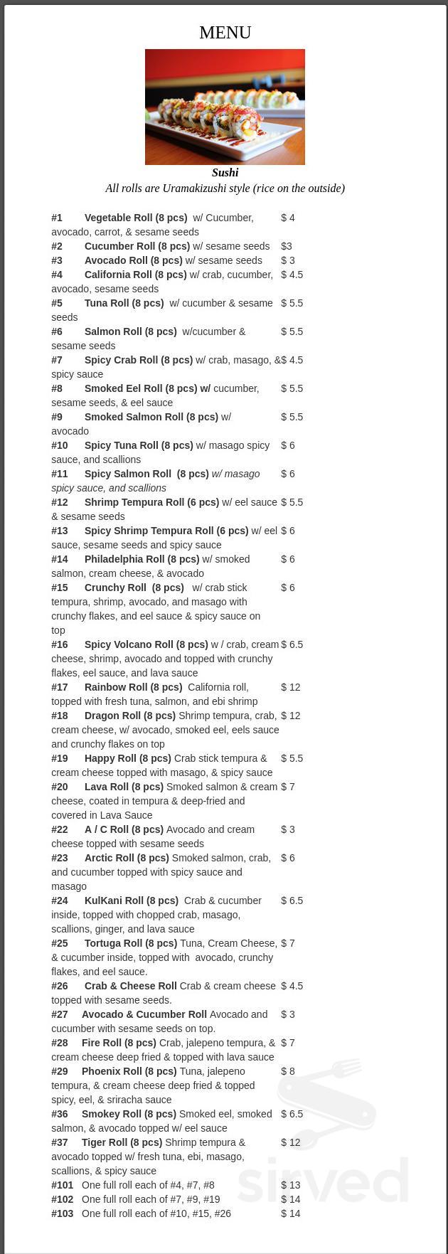 Lucky Samurai menus in Gastonia, North Carolina, United States