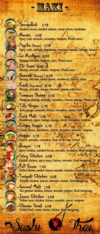 Sushi World Restaurant menu in Edmundston, New Brunswick, Canada