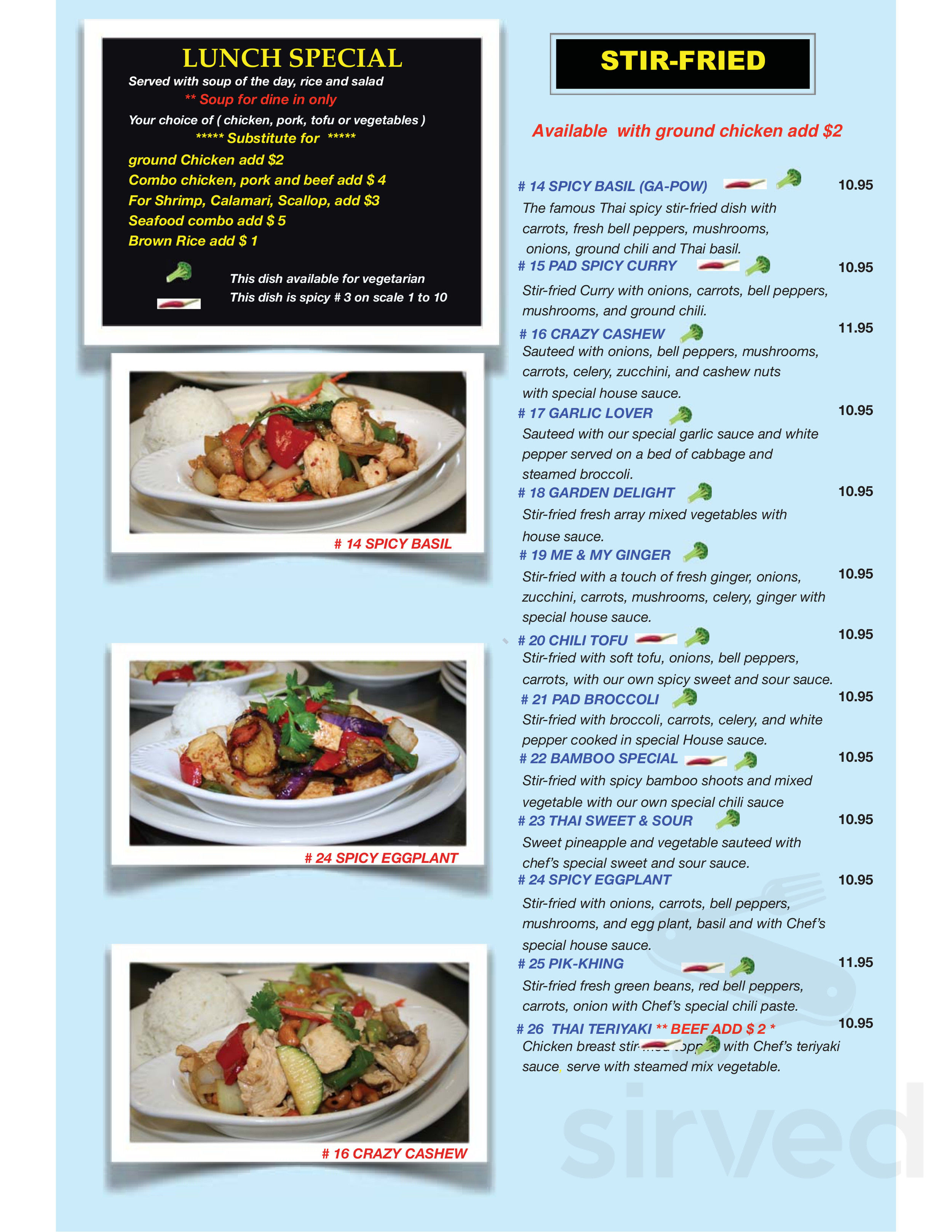 Thai Garden menu in Foothill Ranch, California, USA