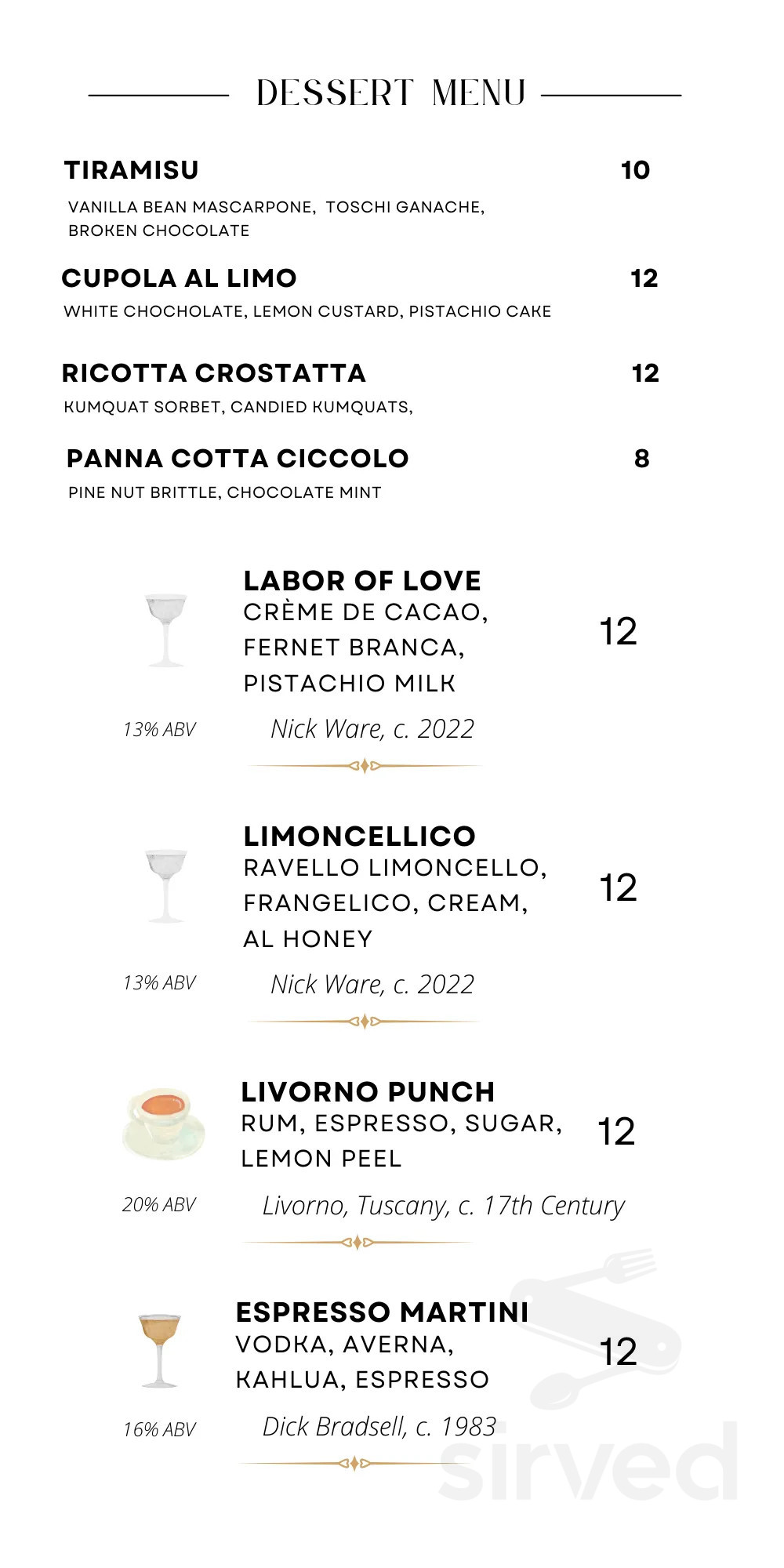 Ravello Ristorante menu in Montgomery, Alabama, USA