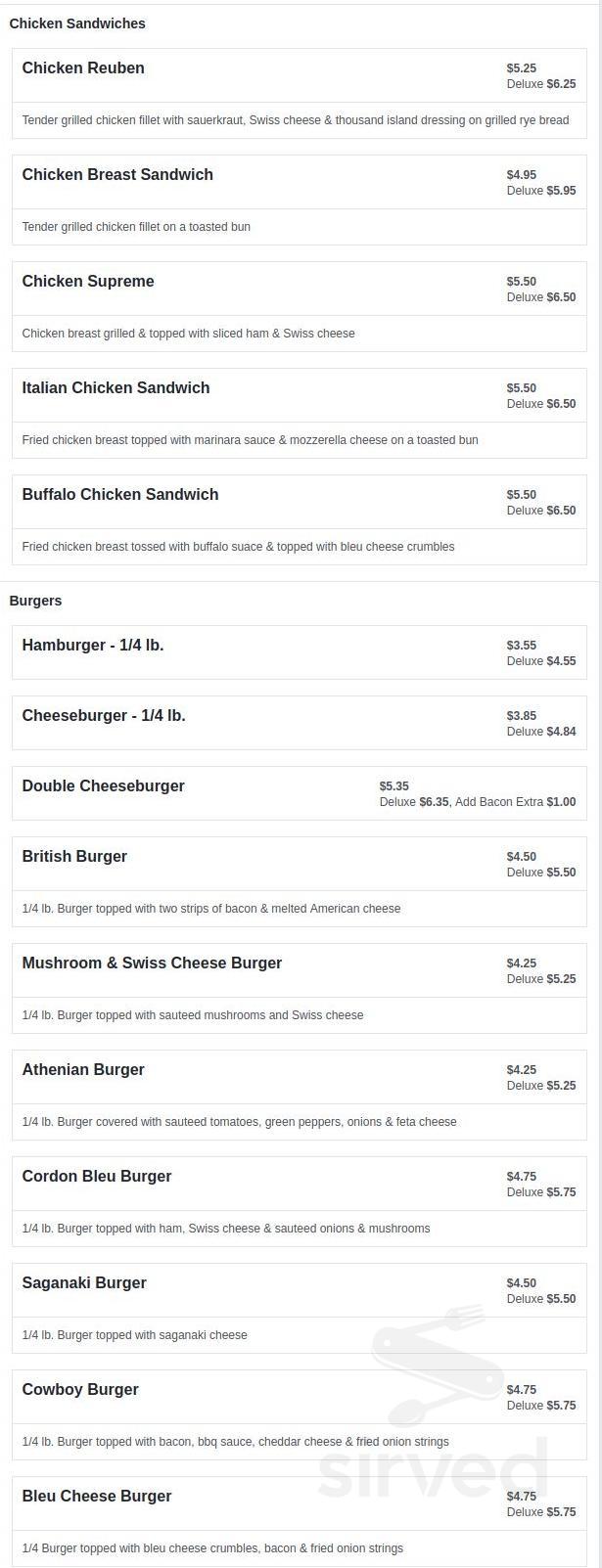 Menu - Crown Point IN's Twelve Islands | Sirved