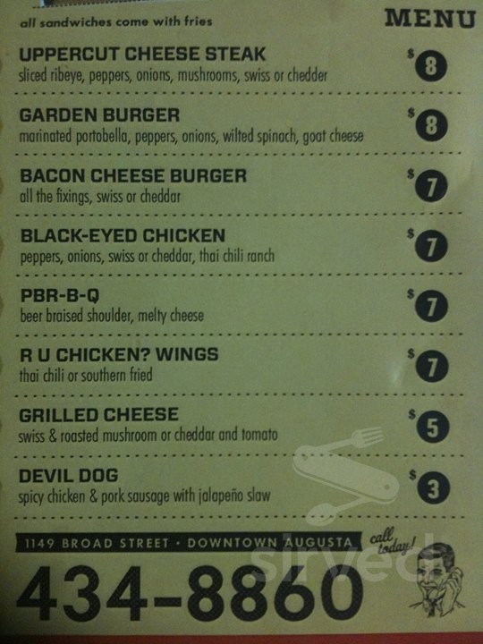 Menu for Knuckle Sandwiches in Augusta, GA | Sirved