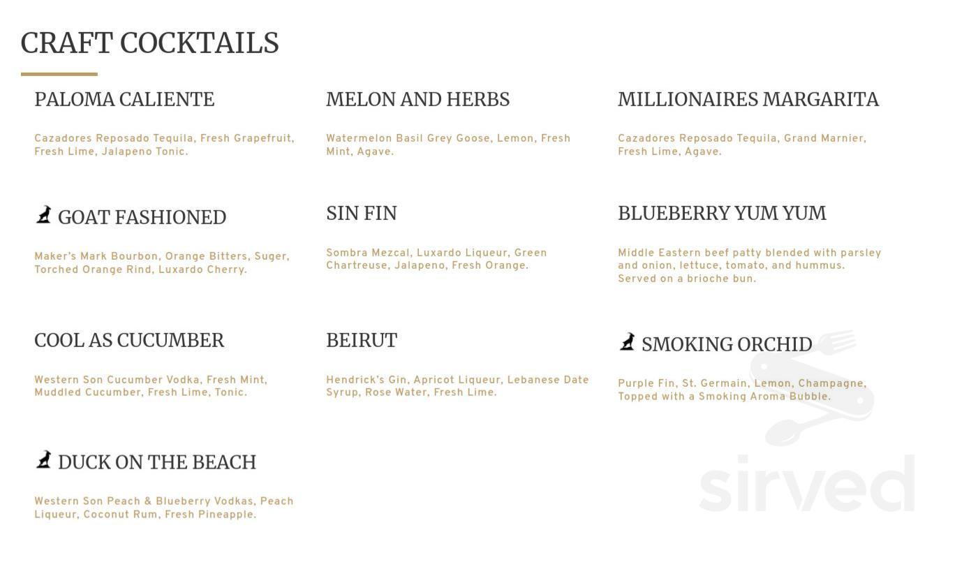 The GOAT Bar & Kitchen menus in Tulsa, Oklahoma, United States