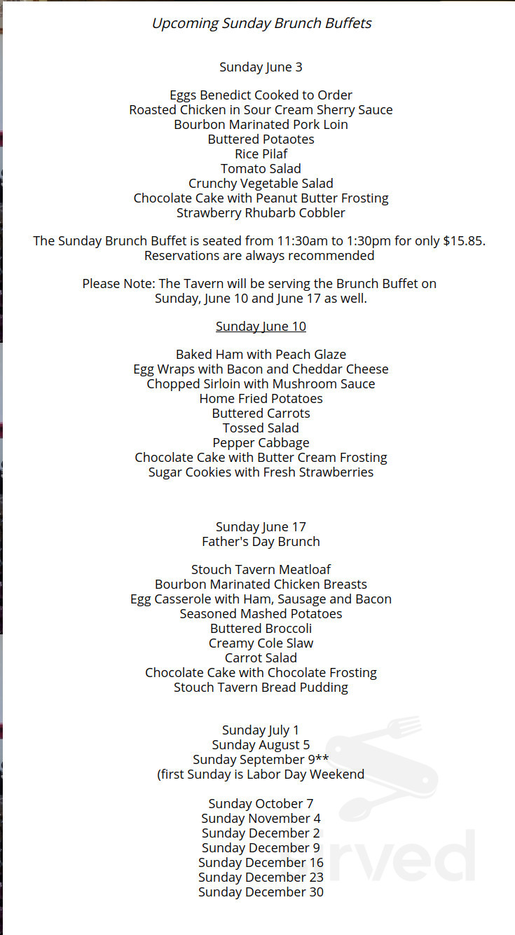 Stouch Tavern menu in Womelsdorf, Pennsylvania, USA