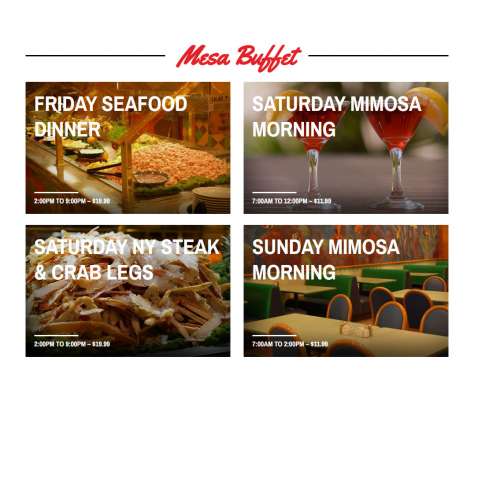 Mesa Buffet menu in Mesquite, Nevada, USA