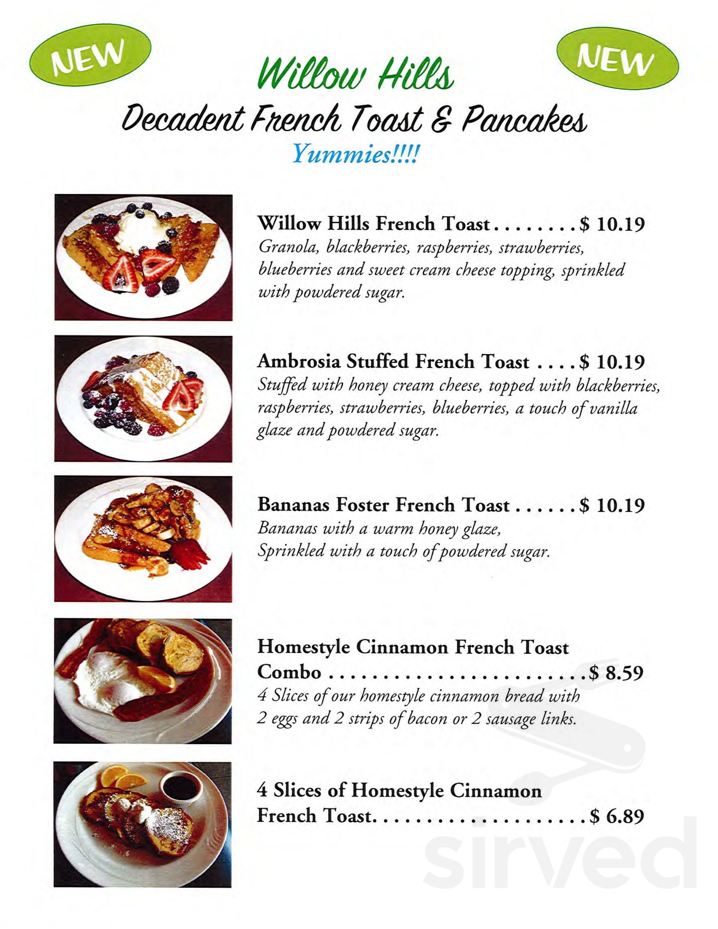 Willow Hills Restaurant menu in Countryside, Illinois, USA