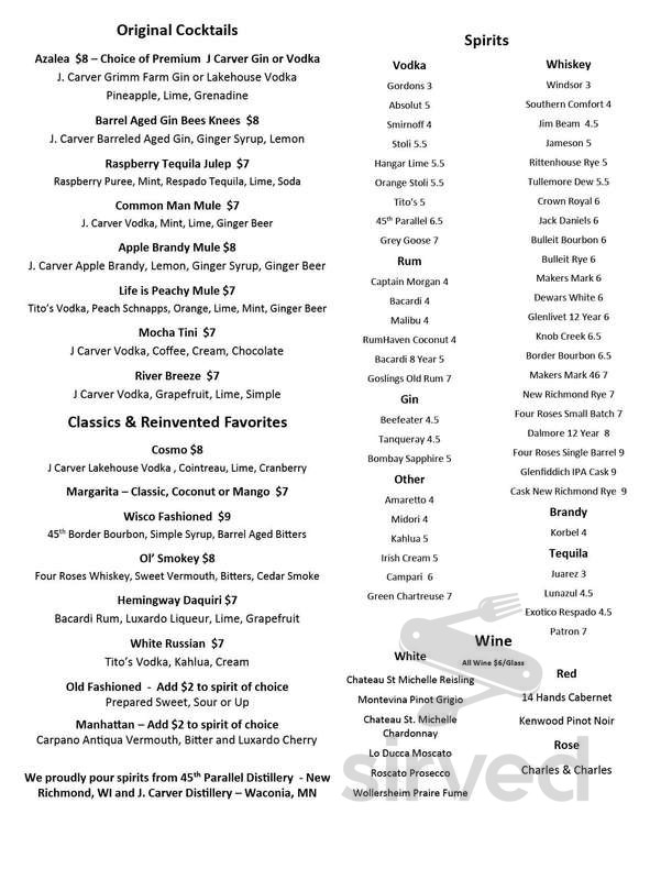Common Man Tap & Table menu in Ellsworth, Wisconsin, USA