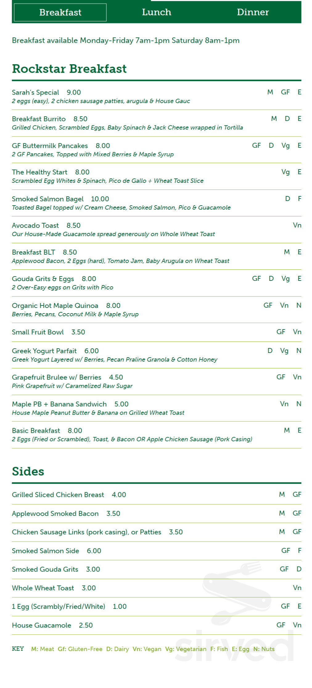 MetroFresh menu in Atlanta, Georgia, USA
