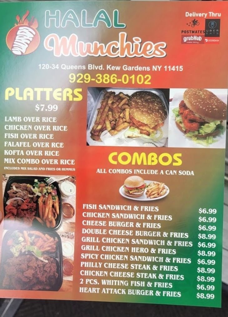 Halal Munchies menu in Queens, New York, USA