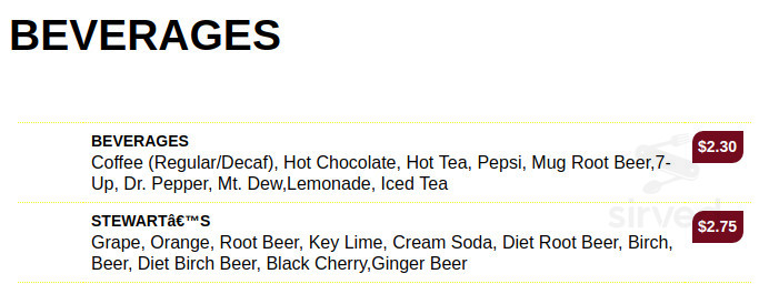 Edelweiss German Restaurant menu in Staunton, Virginia, USA