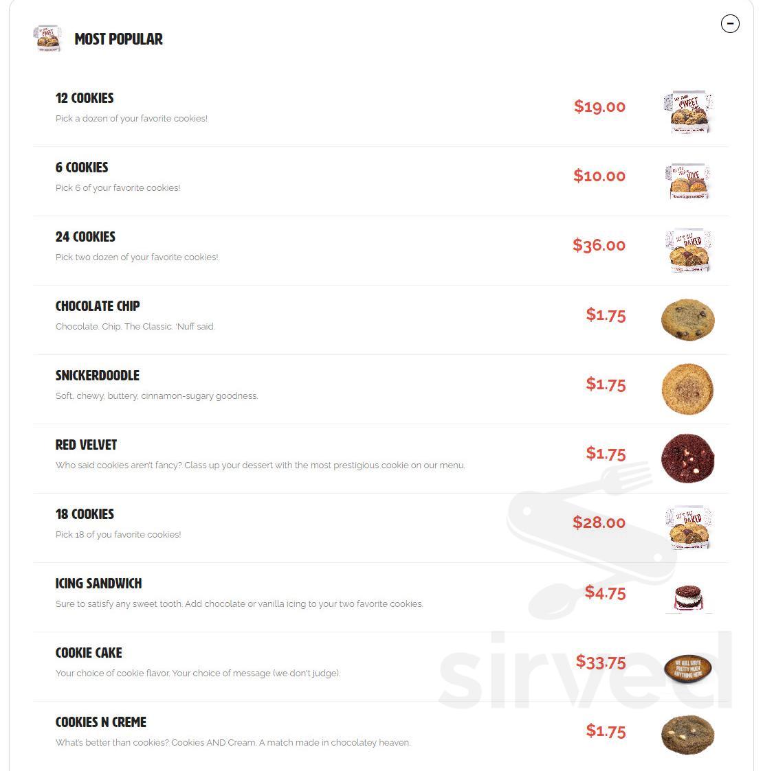Hot Box Cookies menu in Columbia, Missouri, USA