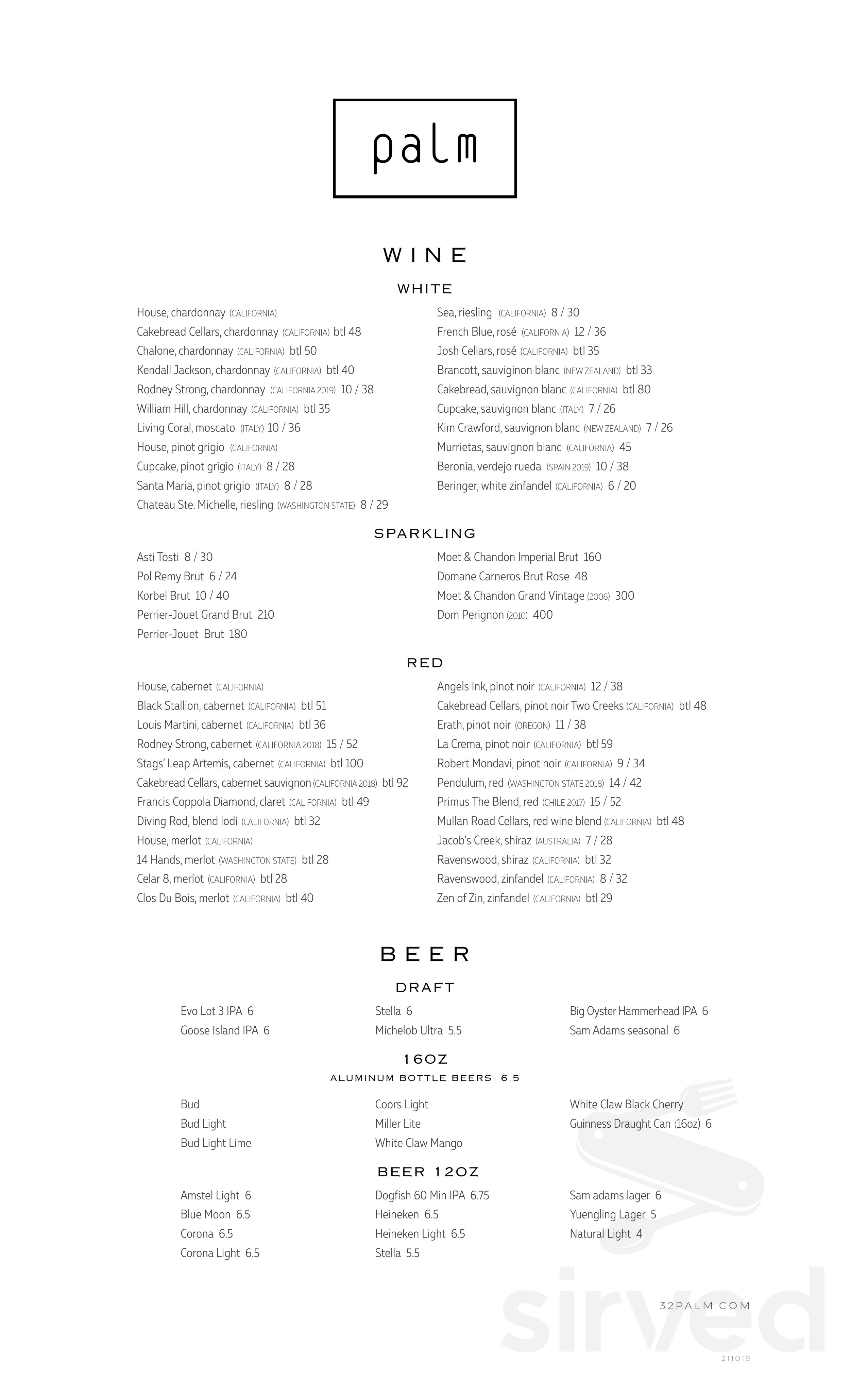 32 Palm menu in Ocean City, Maryland, USA