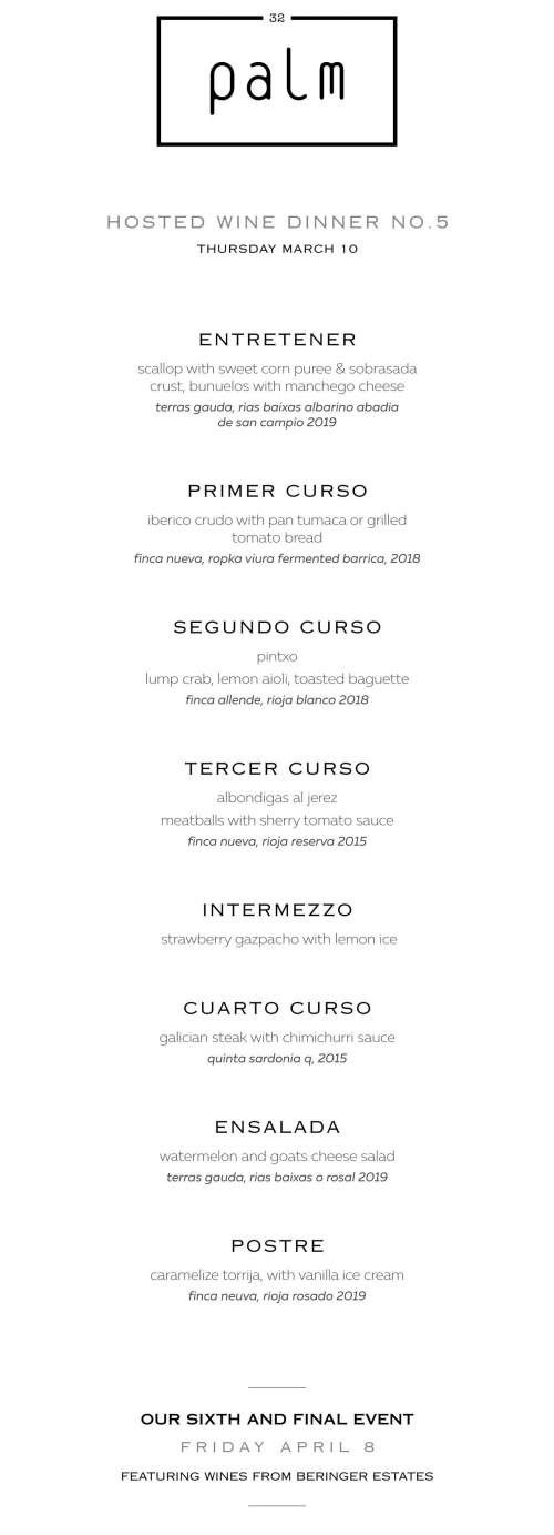 32 Palm menu in Ocean City, Maryland, USA
