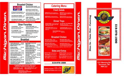 Michigan Diner (Manning) menu in Tecumseh, Ontario, Canada