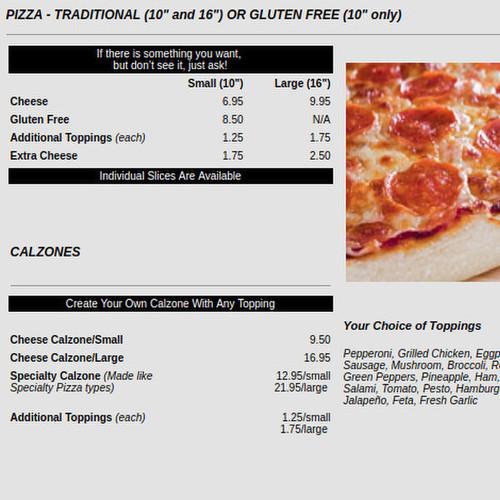 Prime Pizza menu in East Hampstead, New Hampshire, USA