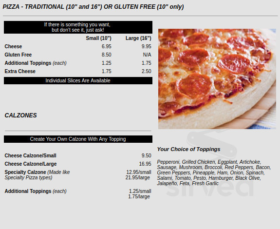 Prime Pizza menus in East Hampstead, New Hampshire, United States