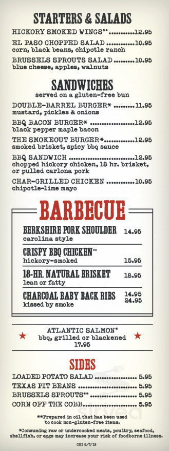 Bub City menu in Chicago, Illinois, USA