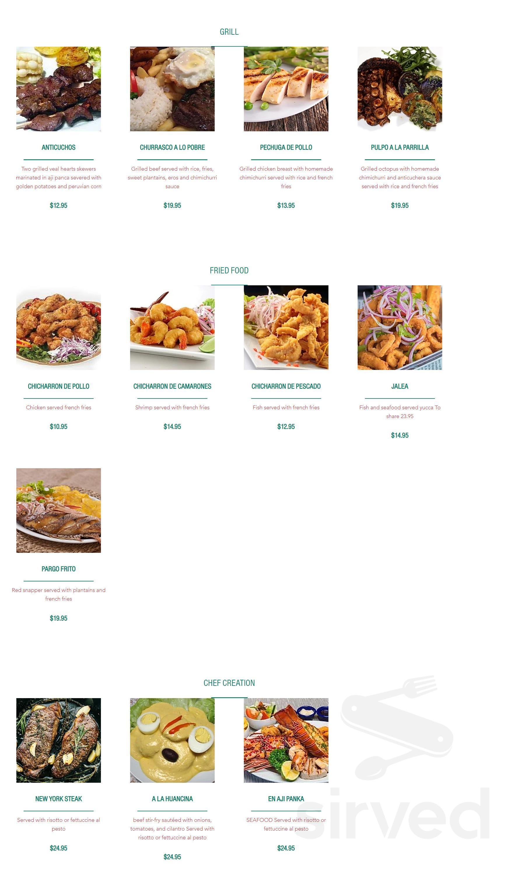 Menu - Dothan AL's Perú Restaurant and Bar | Sirved