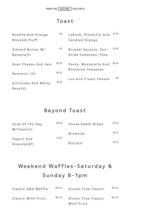 Gravel & Grind menu in Frederick, Maryland, USA