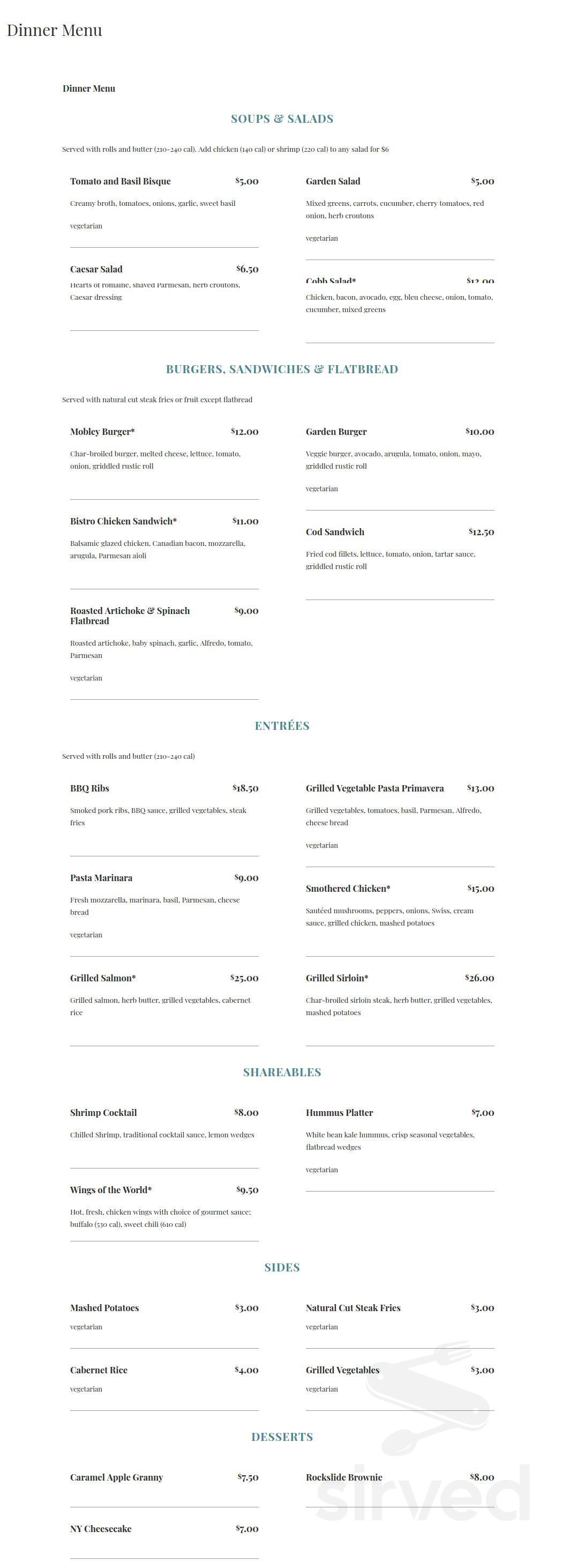 The Grille at Hilton Garden Inn menu in Watertown, New York, USA
