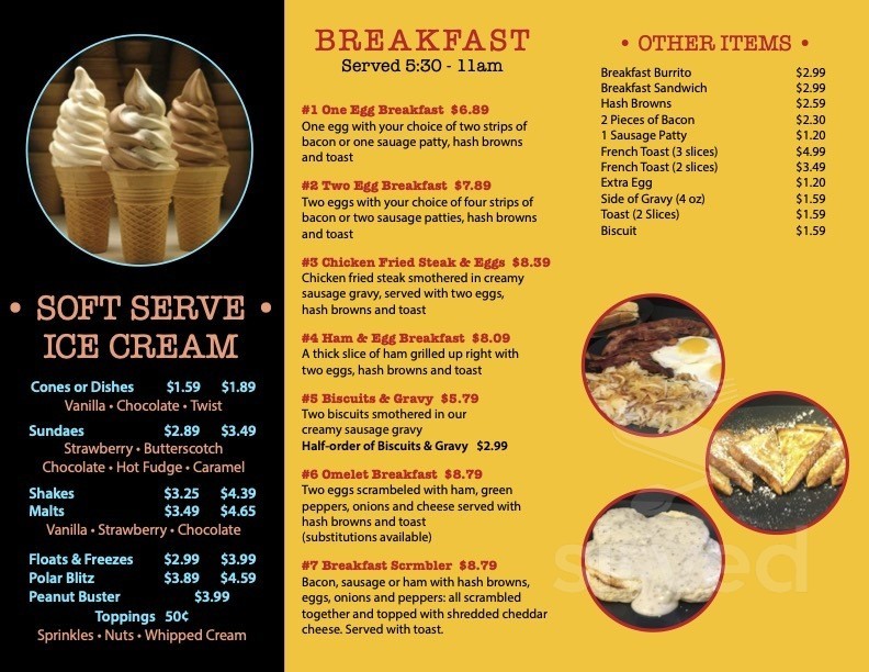 Ozzie's General Store and Diner menu in Sutherland, Nebraska, USA