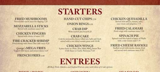 Menu for George's Oxford Village Family Restaurant in Oxford, NC | Sirved