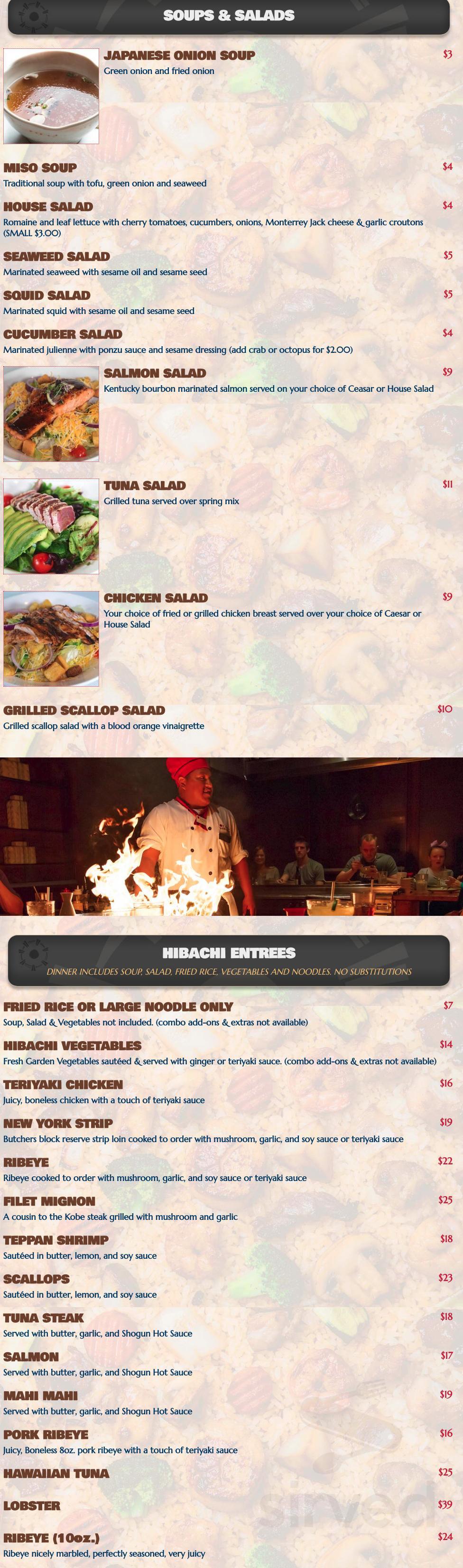 Kabuto Japanese Steakhouse menu in Goodlettsville, Tennessee, USA