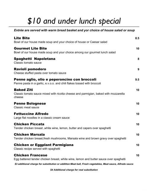 Il Posto Ristorante menu in Hollywood, Florida, USA