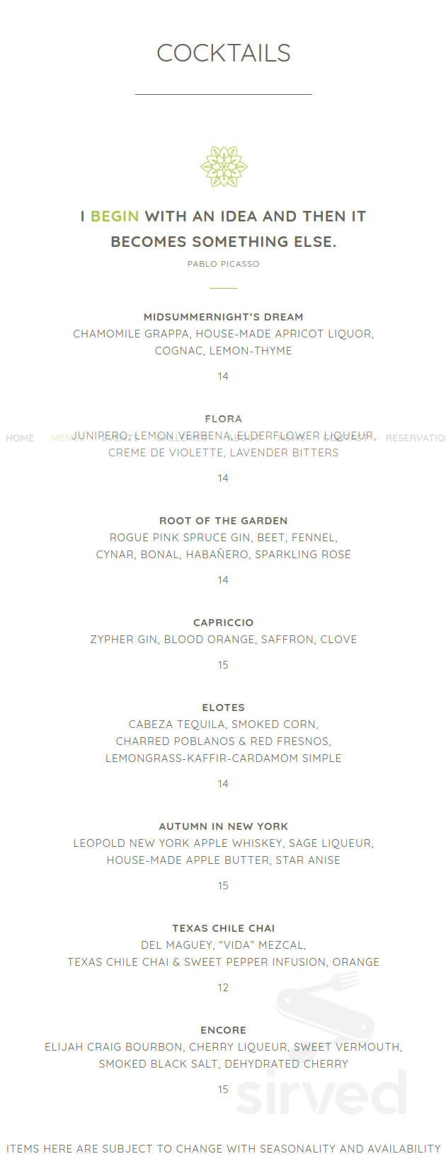 Menu - Dallas TX's Flora Street Cafe | Sirved